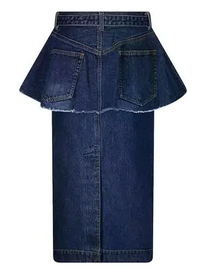 Sacai Peplum-waist Belted Midi Skirt - Blue