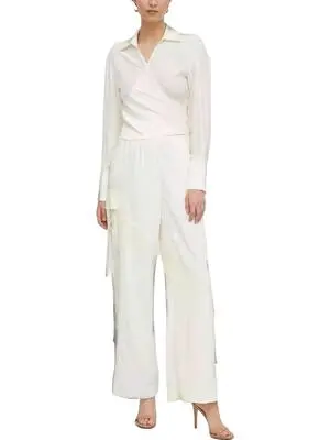 Sisley Wrap-style Long-sleeve Blouse - White