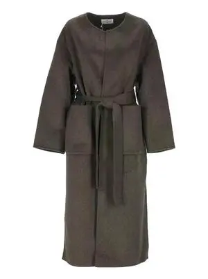 THE DYNAMIS STUDIO Belted Wool Coat - Brown