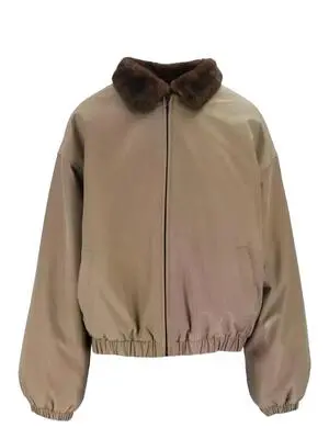 ELEH Faux-fur Collar Bomber Jacket - Neutrals