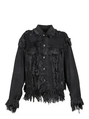 We11Done Raw-edge Denim Jacket - Black
