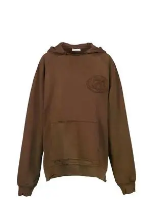 VIVAMUS Distressed Logo-patch Hoodie - Brown
