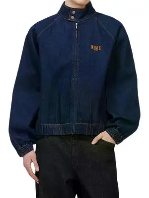 DIME DIME Logo-Embroidered Raglan-Sleeve Denim Jacket Blue