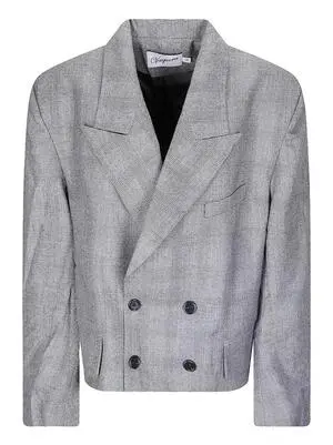 Vaquera Prince Of Wales Check Double-breasted Blazer - Grey