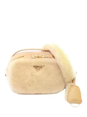 Prada Mini Shearling Odette Satchel - Neutrals