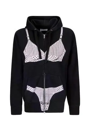Vaquera Graphic-print Zip-up Hoodie - Black