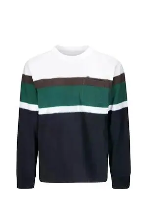 Sacai Chusen-dyed Striped Cotton Sweatshirt - Blue