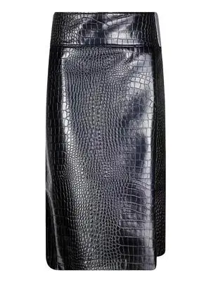 Sportmax Crocodile-effect A-line Midi Skirt - Black