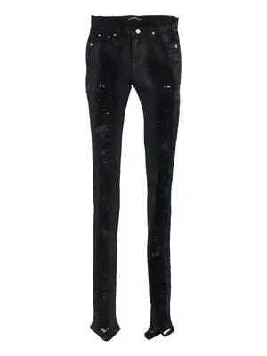 604SERVICE Distressed Skinny Jeans - Black