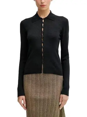 Sisley Collared Button-up Cardigan - Black