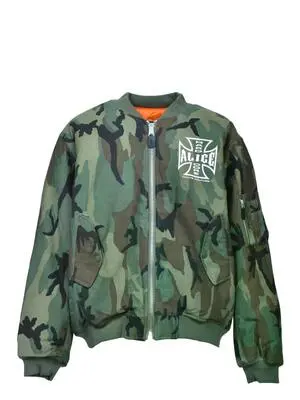 ALICE HOLLYWOOD Camouflage Print Logo Bomber Jacket - Green