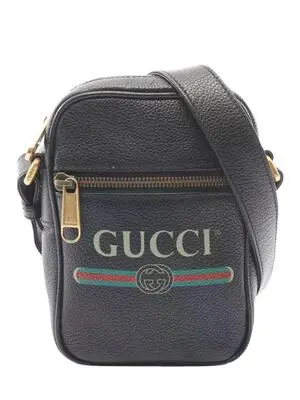 Gucci 2010s Webbing Leather Shoulder Bag - Black