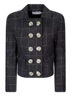 Vaquera Checked Double-breasted Wool Jacket - Grey