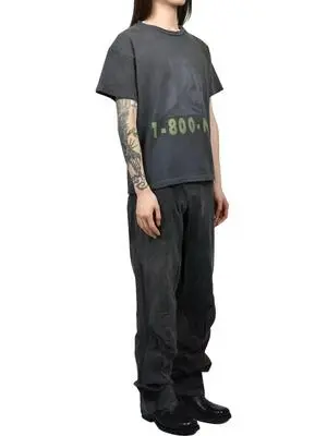 NO BISHOP NO KING 1-800-no Graphic-print Washed T-shirt - Black