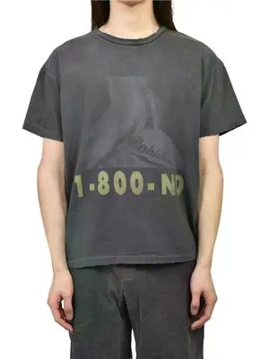 NO BISHOP NO KING 1-800-no Graphic-print Washed T-shirt - Black