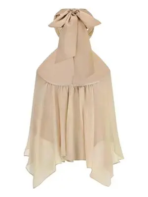 OUDE WAAG Halter-neck Double-layer Top - Neutrals