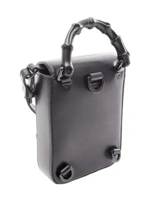 Gucci 2010s Bamboo Leather Cross Body Bag - Black