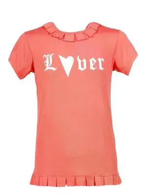 VAIN Ruffle-trimmed Graphic-print T-shirt - Red