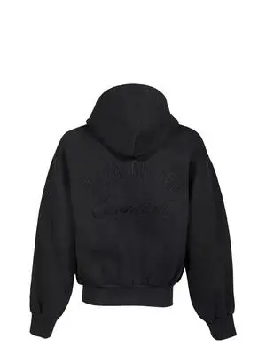 ESSENTIALS Logo-embroidered Zip-up Hoodie - Black