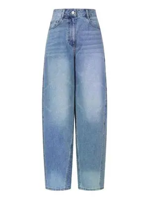 STUDIO TOMBOY Fringe-trim Tapered Jeans - Blue