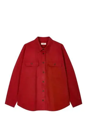 STUDIO TOMBOY Chest-pocket Cotton Shirt - Red