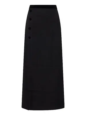 BLAZÉ MILANO Luna Velvet-trim Crepe Midi Skirt - Black