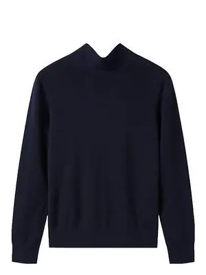 Whistles Tie-neck Knitted Cotton-blend Jumper - Navy