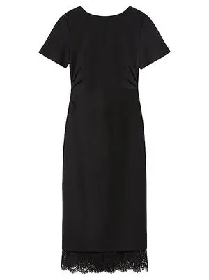 Whistles Ponte Lace-trim Crepe Midi Dress - Black