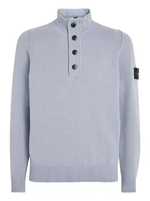 Stone Island Wool-blend Button-up Sweater - Grey