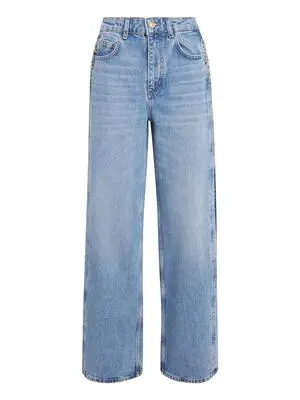 Claudie Pierlot Wide-leg Jeans With Gold-tone Hardware - Blue