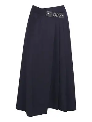 Maje Wool-blend Pleated Midi Skirt - Blue