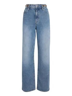 Maje Leather Buckle Wide-leg Jeans - Blue