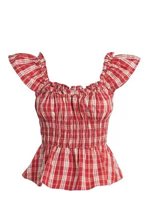 FAITHFULL THE BRAND Faithfull The Brand Cotton Shirred Janne Top