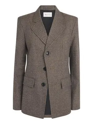 AMI Paris Virgin Wool Houndstooth Blazer - Brown