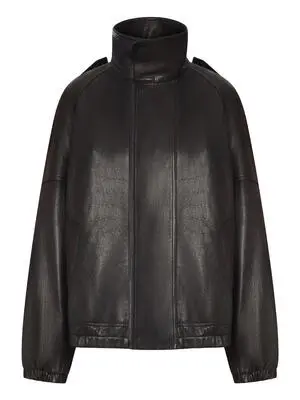 Saint Laurent High-collar Lamb Leather Jacket - Nero