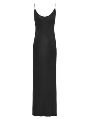 Saint Laurent Semi-sheer Backless Maxi Dress With Cassandre Chain Detail - Nero