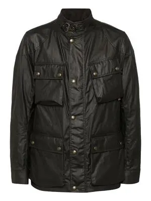 Belstaff Waxed Cotton Field Jacket With Corduroy Lining - Nero