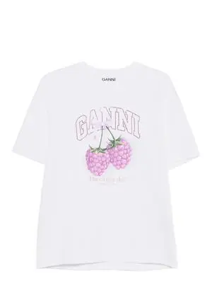 GANNI GANNI Organic Cotton Graphic T-Shirt Bianco