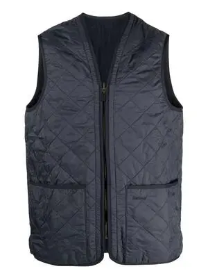 Barbour Quilted Vest With Zip Up And Stand Collar - Navy