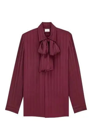 Saint Laurent SAINT LAURENT Silk Lavallière Shirt With Concealed Button Closure And Mitered Cuffs Rosso
