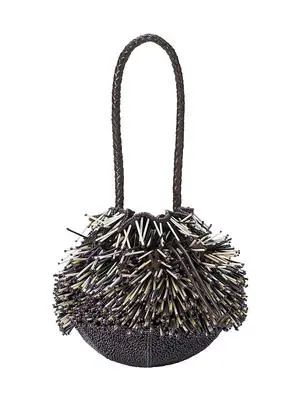 Staud Beaded Porcupine Shoulder Bag - Black Multi