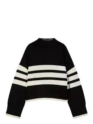 Patrizia Pepe Striped Polo-collar Pullover - Black