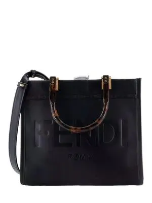 Fendi Sunshine Shopper Leather Small Tote Bag - Black