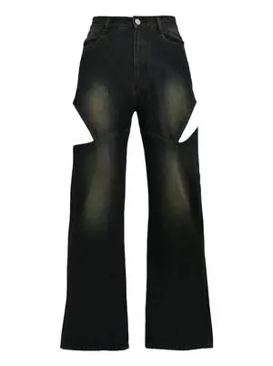 VIVAMUS Cut-out Washed Jeans - Black