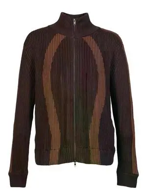 VIVAMUS Ribbed-knit Double-zip Cardigan - Brown