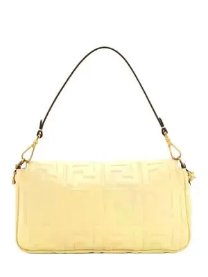 Fendi Baguette Zucca Embossed Leather Crossbody Bag - Yellow