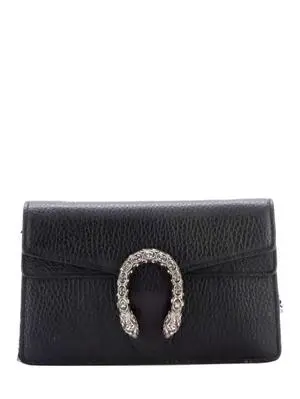 Gucci GUCCI Dionysus Leather Super Mini Crossbody Bag Black