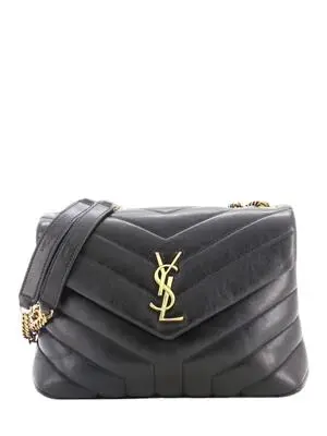 Saint Laurent Saint Laurent Loulou Matelasse Chevron Leather Small Shoulder Bag Black