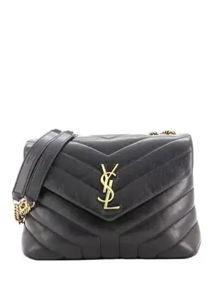 Saint Laurent Loulou Matelassé Chevron Leather Small Shoulder Bag - Black