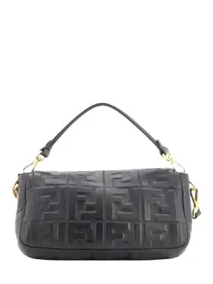 Fendi Zucca Embossed Leather Crossbody Bag - Black